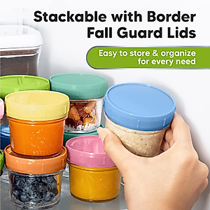 Keababies 12-Pack Baby Food Glass Containers and Silicone Baby Food Freezer Tray with Clip-on Lid - 4 oz Leak-Proof, Microwavable, Baby Food Storage Container - Baby Food Silicone Freezer Molds