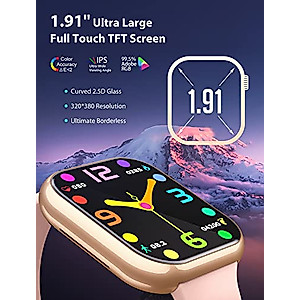 Zombazi 1.91'' Smart Watch for Women Men, Answer/Make Call, 50+ Sports Modes, Fitness Tracker with SpO2/Heart Rate/Sleep Monitor, Voice Assistant, Music and More, Smartwatch iPhone iOS Android (Pink)