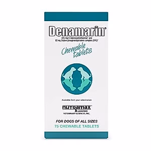 Nutramax Denamarin Liver Health Supplement for Dogs, With S-Adenosylmethionine (SAMe) and Silybin, 75 Chewable Tablets
