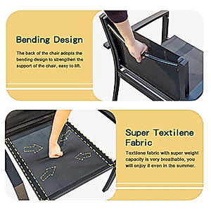 Homall 3 Pieces Patio Furniture Set Outdoor Patio Conversation Set Textilene Bistro Set Modern Porch Furniture Lawn Chairs with Coffee Table for Home, Lawn and Balcony (Black)