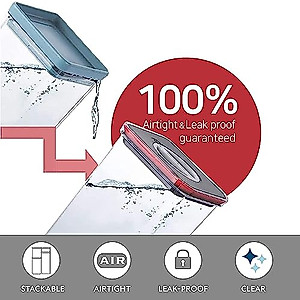 Neoflam Airtight Smart Seal Food Storage Container (Set of 3) | Crystal Clear Body | Modular, Stackable, Nestable Design (0.6L. Square)