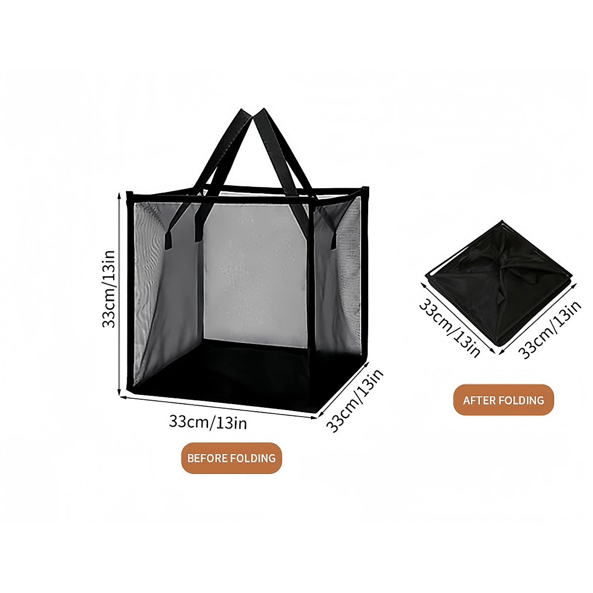 Laundry Hamper Bag with Handles,Portable & Collapsible Dirty Clothes Mesh Basket Foldable for Washing Storage, Kids Room,Dorm or Travel (Black,Single-Layer*3/Package)