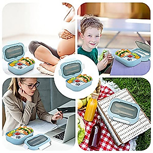 Bento Box for Kids,1.3L Bento Box Adult Lunch Box,Lunch Box Container for Kid/Adults/Toddler,Bento Boxes with 4 Compartment&Utensiles,Leak Proof,Microwave/Dishwasher/Freezer Safe(Light Blue)