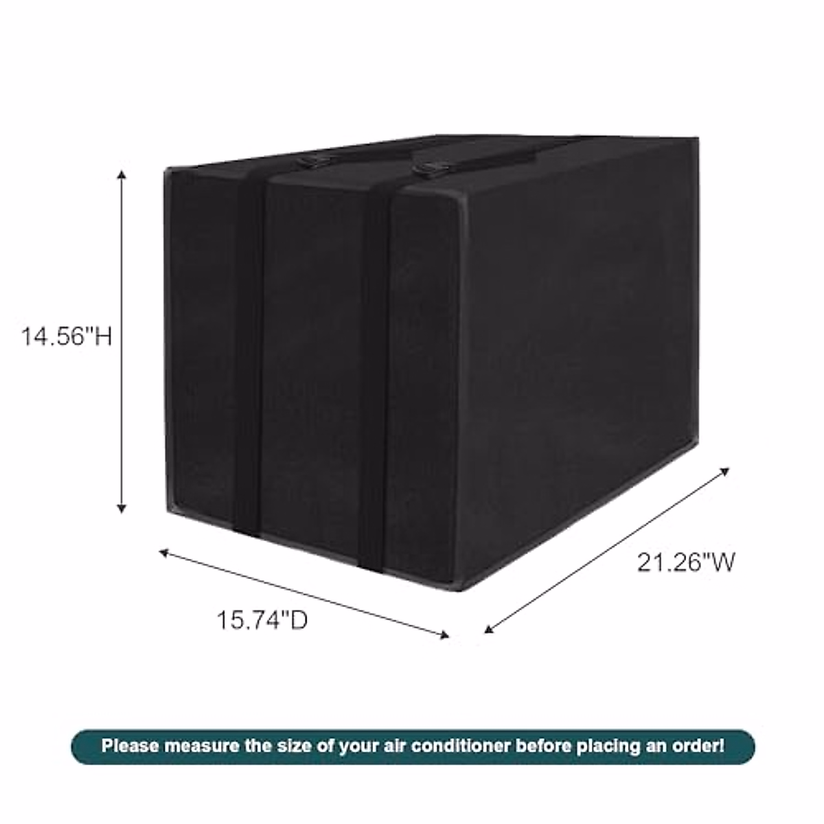 Window Air Conditioner Cover Outdoor, TRELC 600D Heavy Duty Waterproof Defender Winter AC Window Units Cover with Adjustable Straps, Bottom Covered (21.26" x 15.74" x 14.56")