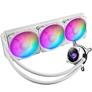 ASUS ROG Strix LC II 360 ARGB White Edition All-in-one AIO Liquid CPU Cooler 360mm Radiator, Intel LGA1700, 115x/2066 and AMD AM4/TR4 Support, Triple 120mm 4-pin PWM Addressable RGB Radiator Fans