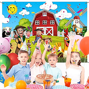 YRIOWMI 7x5 Foot Zennon Farm Children's Birthday Party Background Fabric, Birthday Party Decoration Photography Background