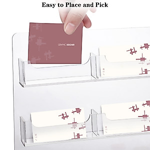 TURSTIN Business Card Holder Wall Mount Clear Sticker Display Marketing Holder Acrylic Business Card Stand Multi Pocket Rack Organizer Space Saver for Home Office (24 Pockets)
