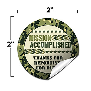 Ten Hut! Army Camouflage Birthday Thank You Sticker Labels for Kids, 40 2" Party Circle Stickers by AmandaCreation, Great for Party Favors, Envelope Seals & Goodie Bags