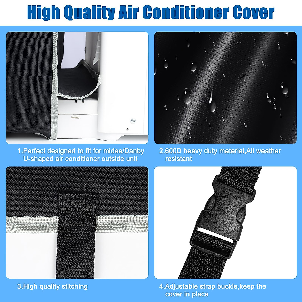 Heavy Duty Air Conditioner Cover Outside Unit for Midea U Shaped 8000/10000/120000 BTU Garpernics Air Conditioner Winter Cover outside,Window AC Cover Outdoor with Straps Dust-proof waterproof