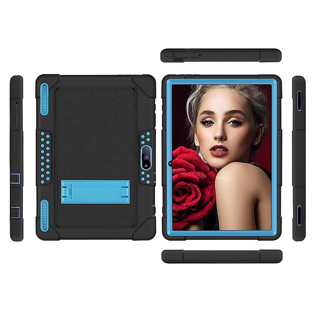 FIEWESEY for Pritom M10 Inch Case, Heavy-Duty Drop-Proof Shock-Resistant Kids Friendly Protective case for QuntiCO Y10/Voger priorpad X100/Digiland Tablet DL1036/Gateway 10.1 HD Tablet(Black/Blue)