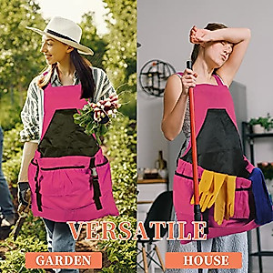 TISEMENT Gardening Apron,Unisex 8Oz Waterproof Canvas Garden Apron with Pockets for Harvesting, Gardening Gifts for Women