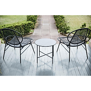 Novogratz Poolside Gossip, Marilyn 3 Piece Resin Weave Chat Set, Charcoal