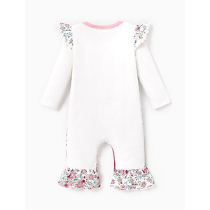 Disney Princess Aurora Baby Girls Romper: Long Sleeve White Ruffle Jumpsuit - Fall Baby Girl Clothes for Daily and Birthday Gift 3-6 Months