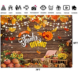 LTLYH 7x5ft Fall Thanksgiving Photography Backdrop Thanksgiving Brown Wood Wall Backdorp Thanksgiving Turkey Pumpkin Decoration Backdrop Fall Party Banner Backdrops 186