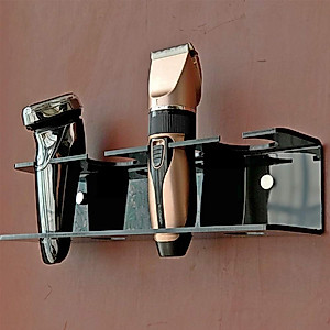 Pearlead Wall Mounted 4-Slot Hair Clipper Holder Shaver Storage Rack Hair Trimmer Holder Beard Trimmer Organizer For Home, Hotel, Salon Decoration