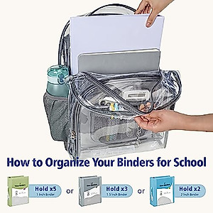 F-color Clear Backpack Heavy Duty - Large Clear Backpacks for School PVC Transparent Clear Bookbag for Work, Security, Stadium, Travel, Women, Men, Grey