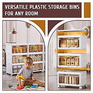 QudraKast 3-Tier Stackable Plastic Storage Bins - 67QT Stackable Storage Bins - Closet Organization and Storage, Suitable for Bedroom, Organization and Storage Boxes for Study, Toy Room, Office