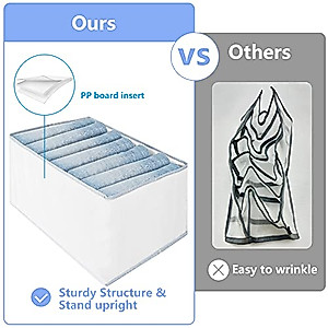 LICFBO Wardrobe Clothes Organizer for Drawer, Foldable Drawer Organizers for Clothing,7 Grids Clothes Drawer Organizer with Support, Wardrobe Closet Organizer for Jeans, Pants, T-shirts, Leggings