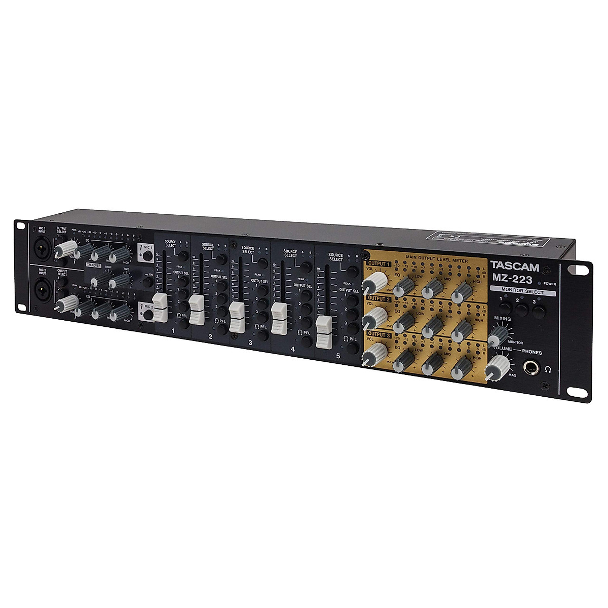Tascam 7-Channel 3-Zone Rackmount Audio Mixer With Voice Priority (MZ-223)