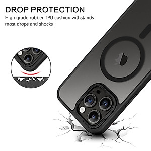 BENTOBEN for iPhone 13 Pro Max Case,[Compatible with MagSafe] iPhone 13 Pro Max Magnetic Phone Case Translucent Matte Shockproof Women Men Girl Protective Cover Case for iPhone 13 Pro Max 6.7",Black