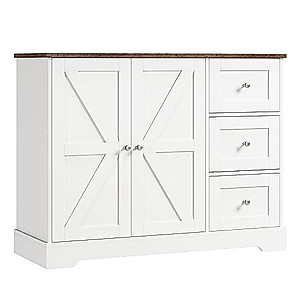 BOTLOG Buffet Cabinet with Storage, Kitchen Sideboard Buffet Storage Cabinet White, Coffee Bar Cabinet with Drawers and Shelves for Kitchen, Dining Room, Living Room, White