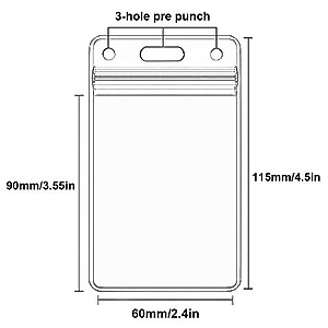 100 Pcs Clear Plastic Vertical Name Badge ID Card Holders