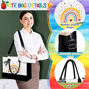 Locmeo Teachers' Day Gifts Bulk Appreciation Gifts for Teacher Include a Tote Bag a Makeup Bag a Piece of Puzzle a Lavender Scented Candle a 16 oz Glass with Lid Straw and Brush