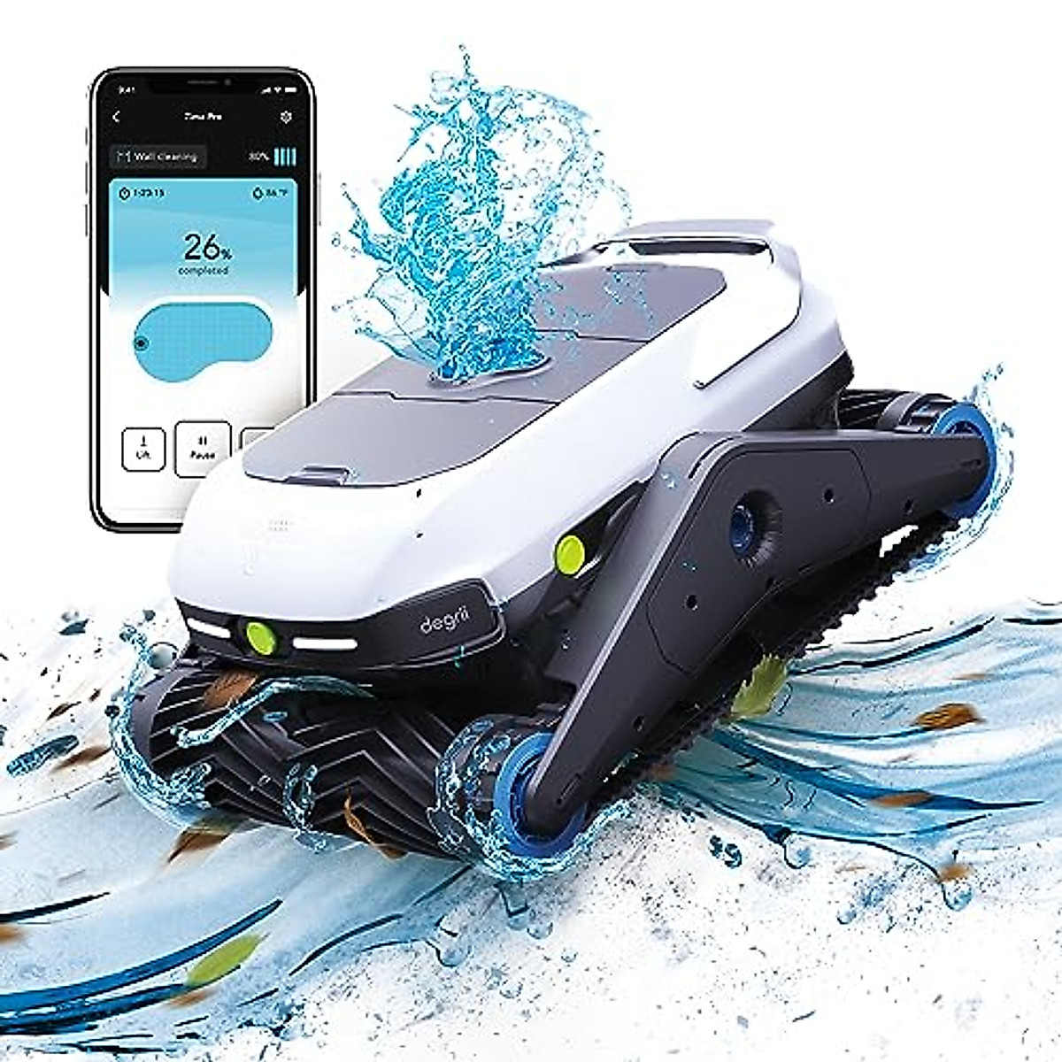 degrii Zima Pro Cordless Robotic Pool Cleaner - Wall & Waterline Cleaning, Smart Mapping Pool Cleaner with 180 µm Filter, Intelligent APP Control - All Pool Types