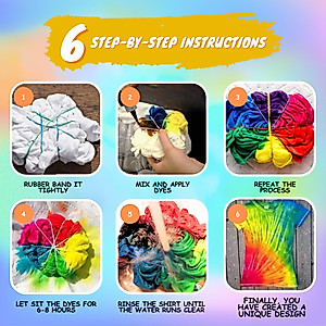 Tie Dye Kit for Kids & Adults - Complete DIY Tie Dye Set w/Tie Dye Powder in Tie Dye Refill Packets -Fun Kids Tie Dye Kit w/Nozzle Spray Tie Dye Kit for Fabric - Dye for Clothing (Pack of 40, 60 ml)