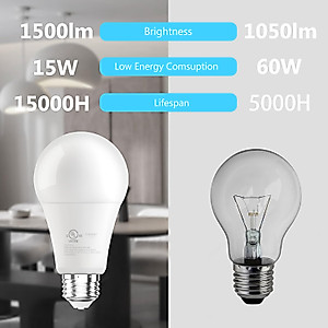 DAYBETTER 12 Pack A19 LED Light Bulbs, 100 Watt Equivalent LED Bulbs, Long Lifespan High Brightness 1500LM Daylight White 5000K, E26 Standard Base Light Bulbs for Home Office, Non-Dimmable