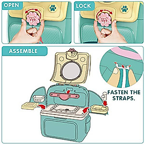 Pet Cat Carrier Backpack Toy, MAGIC4U 23PCS Pet Care Playset,Vet Clinic and Doctor Kit for Kids, Pet Veterinarian Medical Role Play Set for Boys and Girls Ages 3-6