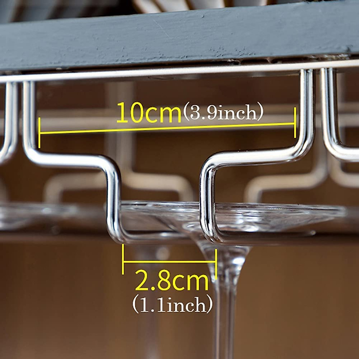Wine Glass Rack, Under Cabinet Wine Glass Holder Stainless Steel Stemware Rack - Hanging Stemware Holder,Wine Bottle Holder for Cabinet Kitchen Bar (Size : 68.528cm(27.011.0in))