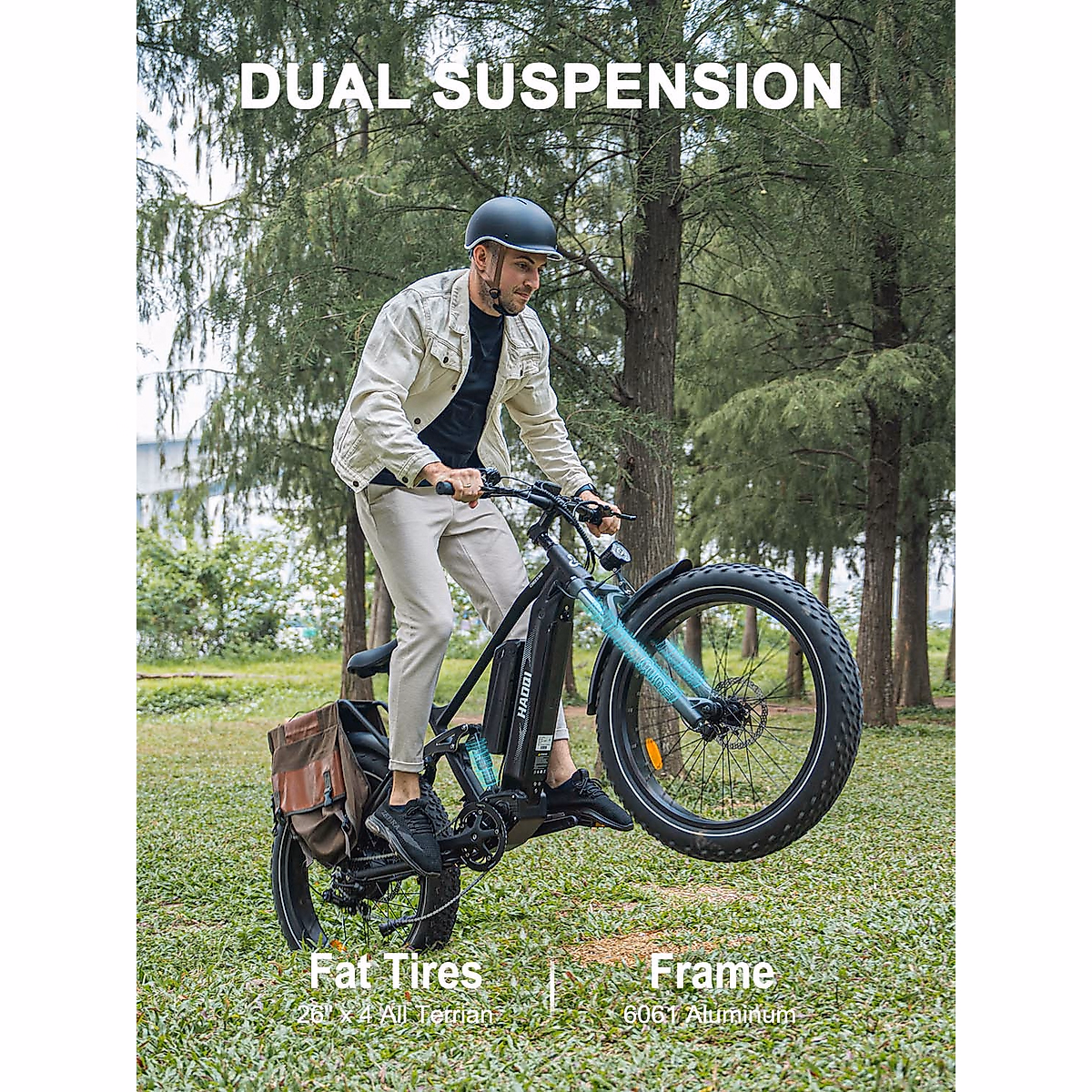 HAOQI Cheetah Electric Bike for Adults Peak 1000W UL 2849 Certified 48V 16AH/25Ah Battery Adult Electric Bicycles 26”*4”Fat Tire Full Suspension 28MPH Mountain Ebike 7 Speed Max 85 Miles Range