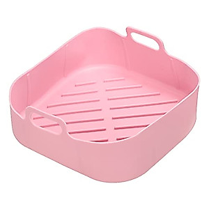 MECCANIXITY Air Fryer Square Silicone Reusable Liners 7.87 Inch Air Fryers Oven Accessories Pink for Air Fryer, Microwave, Oven