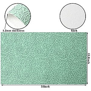 Picheng Embossed Faux Leather Sheets: Flower Textured Leather Rolls 13.8"X53"(35cmX135cm),Faux Leather is Great for Making Crafts,Leather Earrings, Bows,Sewing DIY Projects (Green)
