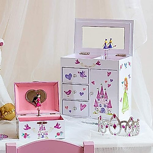 Jewelkeeper Unicorn Musical Jewelry Box with 3 Pullout Drawers, Fairy Princess and Castle Design, Dance of the Sugar Plum Fairy Tune