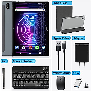 Android 11.0 Tablet 10 in,2 in 1 Tablet PC,4GB RAM 64GB ROM 256GB Expandable,Wi-Fi, Octa-Core Processor Google Certified Tablet with Keyboard 13 MP Camera 4G Cellular Dual Sim Tablet