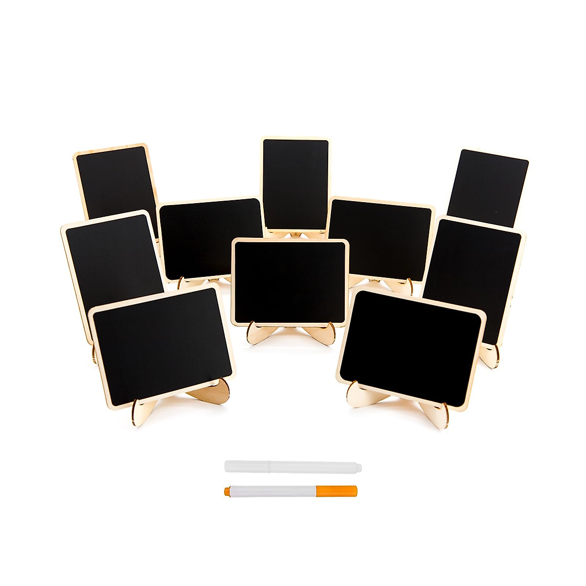 10 Pack Mini Chalkboards Signs with Easel Stand, Small Rectangle Chalkboards Blackboard, Wood Place Cards for Weddings, Birthday Parties, Message Board Signs and Event Decoration