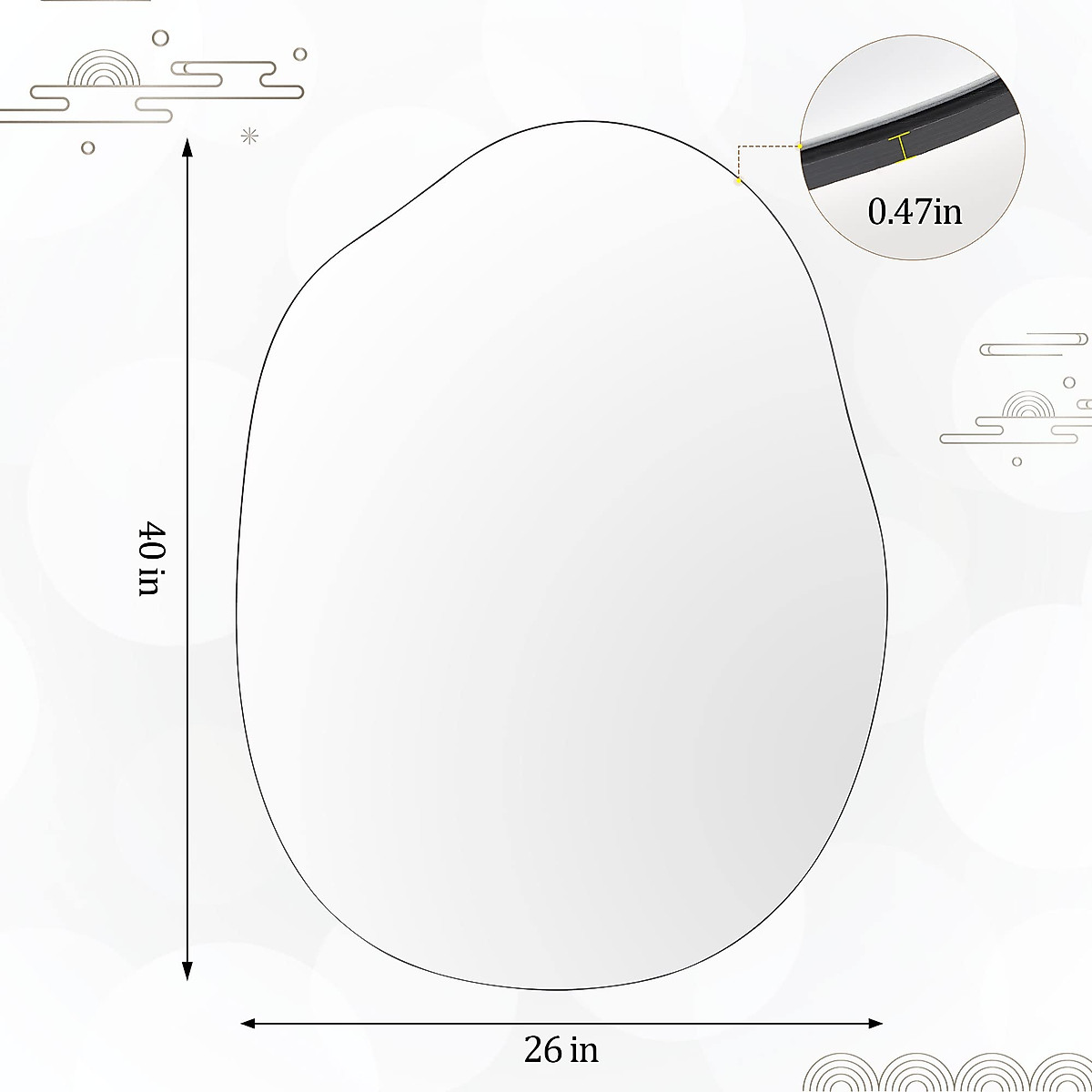 HARRITPURE Irregular Wall Mirror 26"x40" Black Asymmetrical Bathroom Mirror Wood Framed Modern Decorative Vanity Mirrors for Bedroom Living Room Entryway