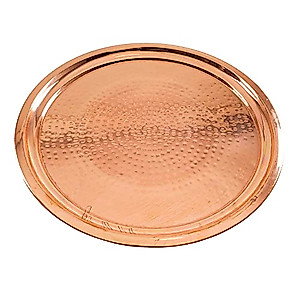 Aruma Traditional Design Hammered Handmade Copper Serving Tray 14 Inch