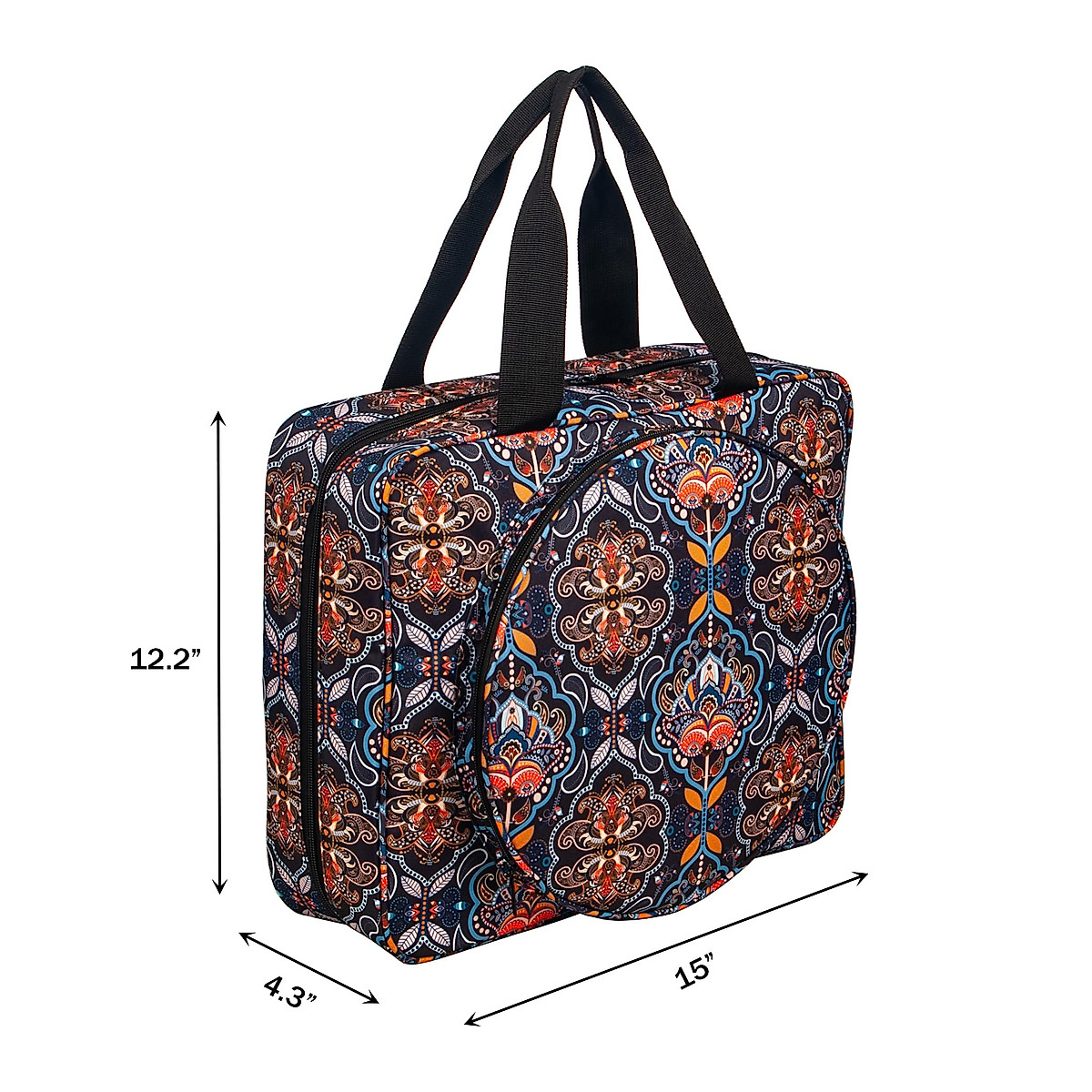 Remobia Hicol Portable Craft Kits Storage Bag Cross Stitch Starter Kits Bag Embroidery Project Bag Embroidery Tool Storage Tote Bag with Multifunctional Pockets, Bag Only (Colorful Pattern)