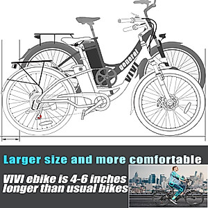 Vivi Electric Bike, 26'' Electric Bike for Adults, 750W Peak Ebike with 48V Removable Battery, Electric Commuter Cruiser Bike 22MPH & 50 Miles City Electric Bicycle with Cruise Control, LCD Display