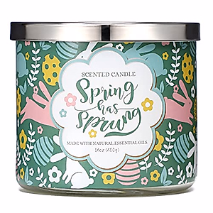 Easter Candle, Spring Jasmine Scented Candle, Large 3 Wicks, 14 oz