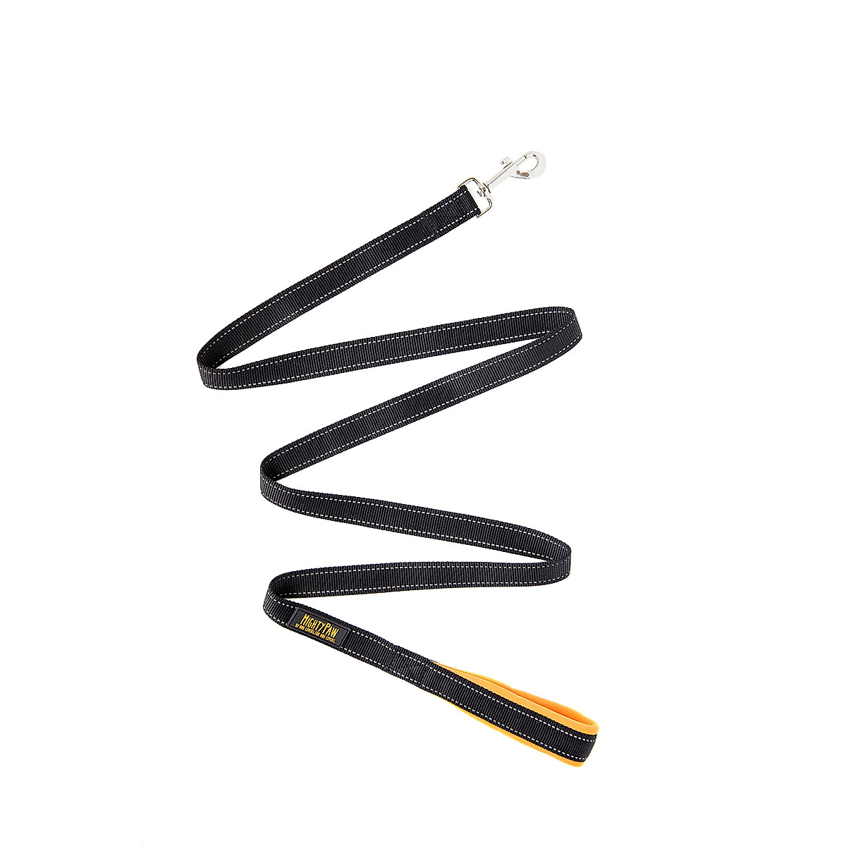 Mighty Paw Dog Leash - Reflective Design with Comfortable Padded Handles - Dog Walking Leash - Unchewable Dog Leash - Dog Leash Comfort Handle - Premium Leash for All Dog Sizes - 6 Feet (Black/Orange)