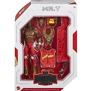 Mattel WWE Ultimate Edition Action Figure & Accessories Set, Mr. T 6-inch Collectible with 30 Articulation Points, Swappable Pieces & Entrance Gear