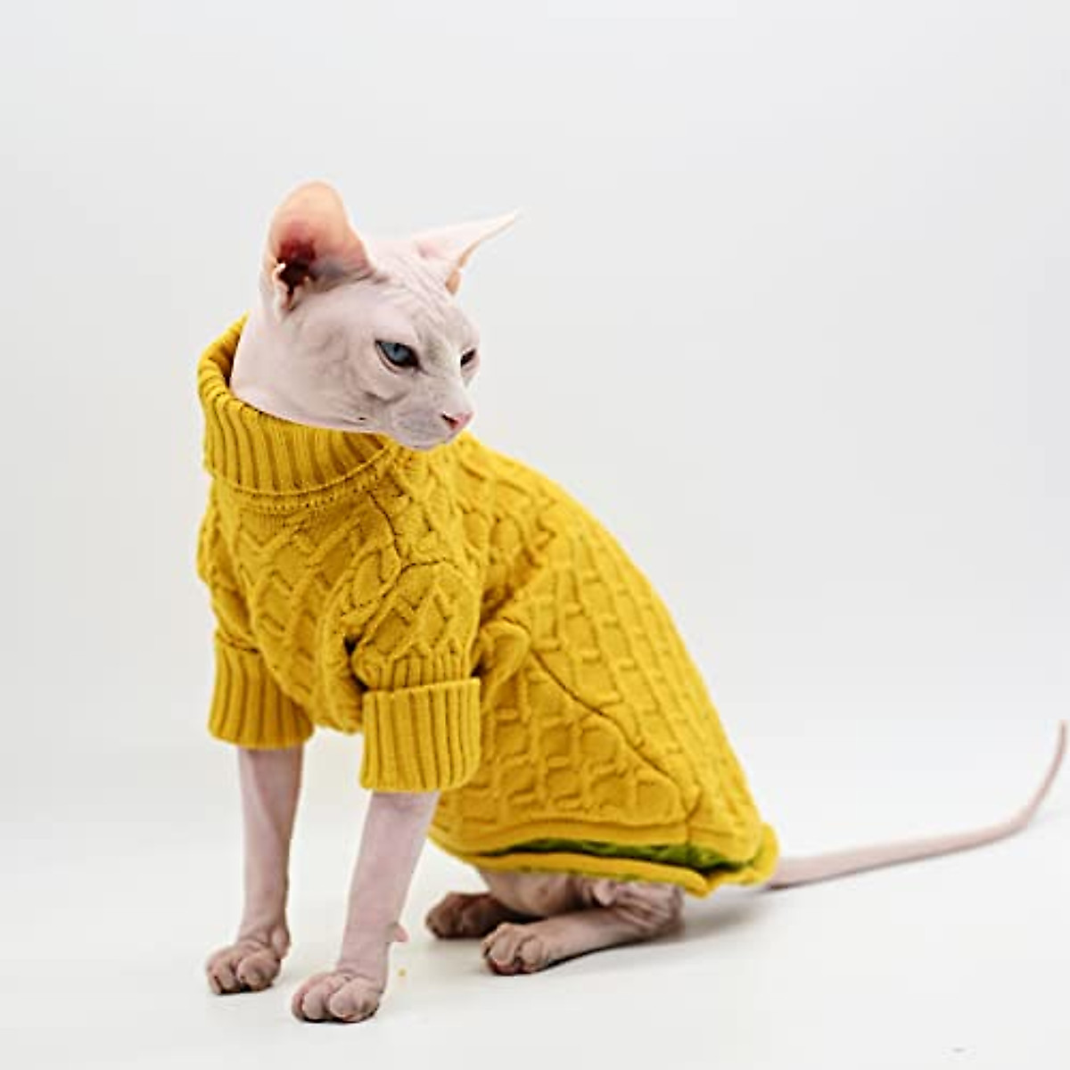 Sphynx Cat Clothes Knitted Soft High-end Fashion High-Neck Thickened Warm Winter Hairless Cat Clothes Devon Cornish Cat Clothes (XX-Large)