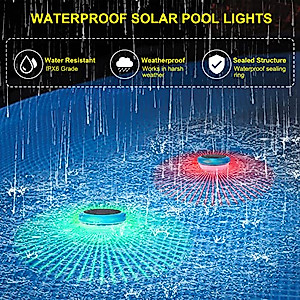 Floating Pool Lights, Solar Pool Lights with RGB Color Changing Waterproof Pool Lights That Float for Swimming Pool at Night LED Pool Lights for Outdoor Pool Pond Hot tub Fountain Garden (2 Pcs)
