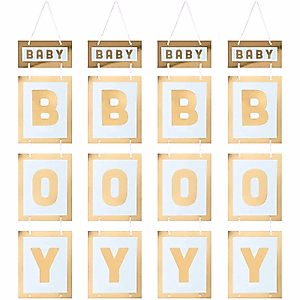 Boy Baby Shower Decorations, Gold Foil Signs (7.8 x 42.5 in, 4 Pack)