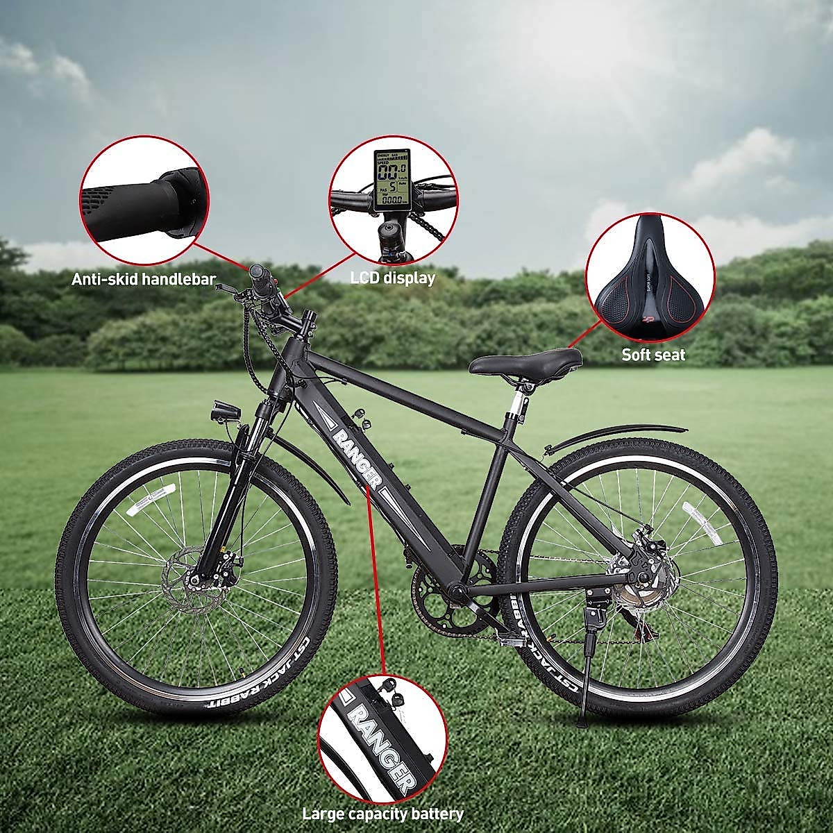 BRIGHT GG ebike 26" Electric Bike for Adults with 350W Motor and 36V 10Ah Built-in Lithium Battery,Mountain/Beach/City Electric Bicycle