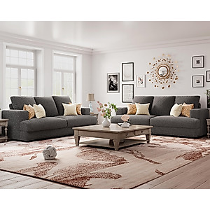 VanAcc Sofa, 3 Seater Comfy Couch Sofa- Extra Deep Seated Oversized Sofa, 97" Contemporary Couches for Living Room, Bedroom and Office (Grey,Bouclé)